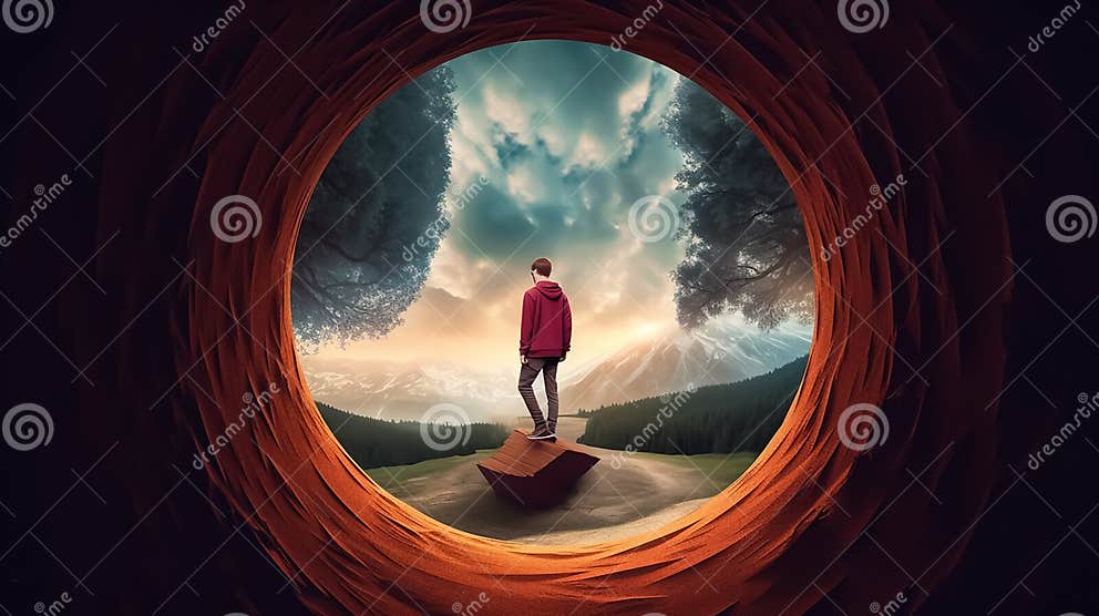 Fantasy Background of the Galaxy Rounded Hole the Time Loop Gate Stock ...