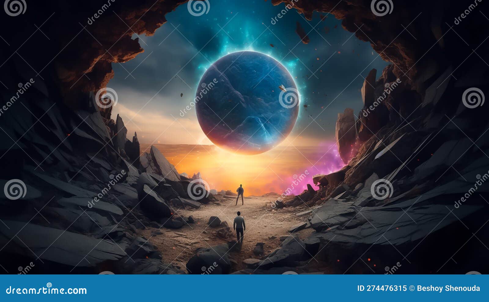 Fantasy Background of the Galaxy Rounded Hole the Time Loop Gate Stock ...