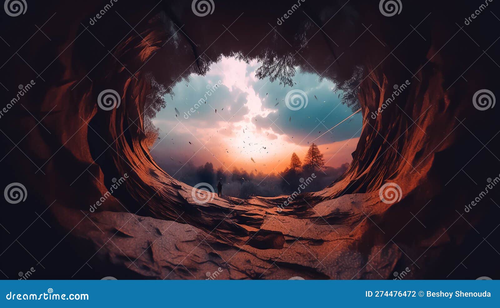 Fantasy Background of the Galaxy Rounded Hole the Time Loop Gate Stock ...