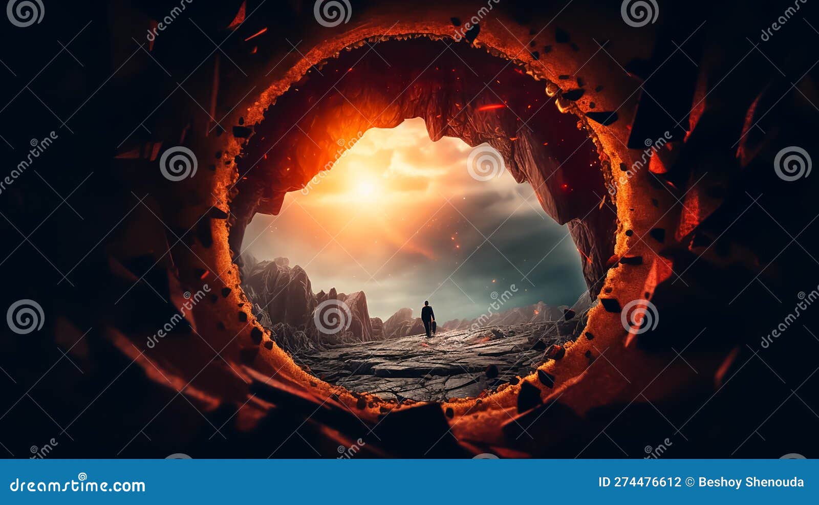 Fantasy Background of the Galaxy Rounded Hole the Time Loop Gate Stock ...