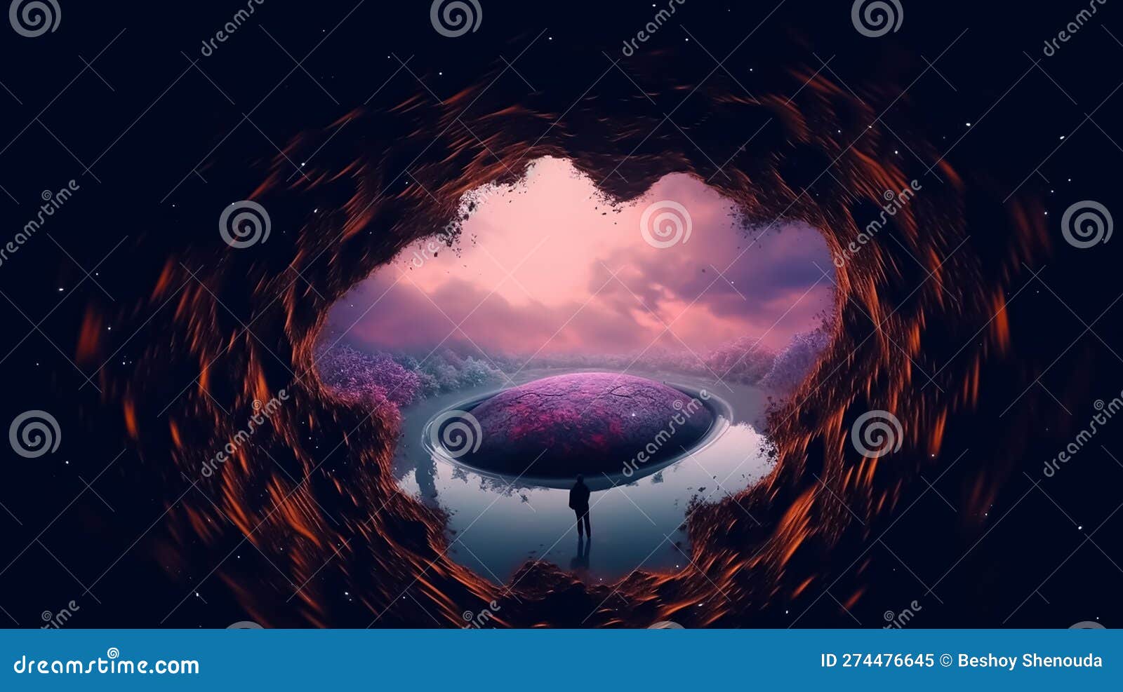 Fantasy Background of the Galaxy Rounded Hole the Time Loop Gate Stock ...