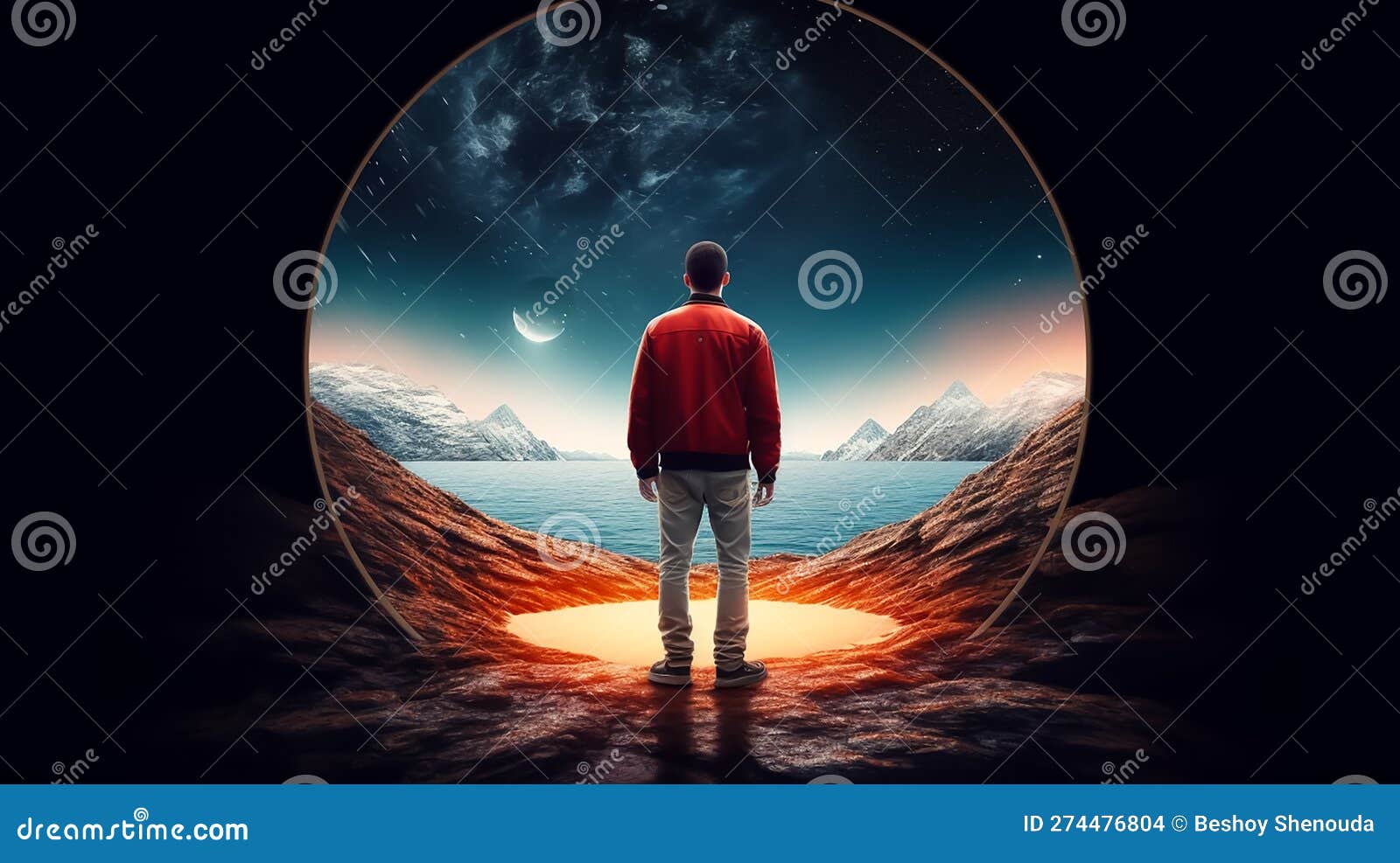 Fantasy Background of the Galaxy Rounded Hole the Time Loop Gate Stock ...