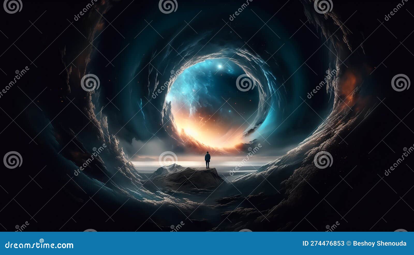 Fantasy Background of the Galaxy Rounded Hole the Time Loop Gate Stock ...