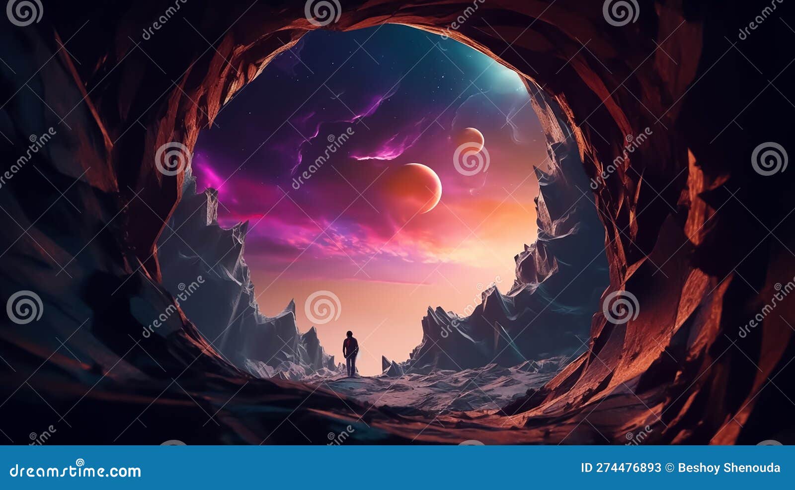 Fantasy Background of the Galaxy Rounded Hole the Time Loop Gate Stock ...