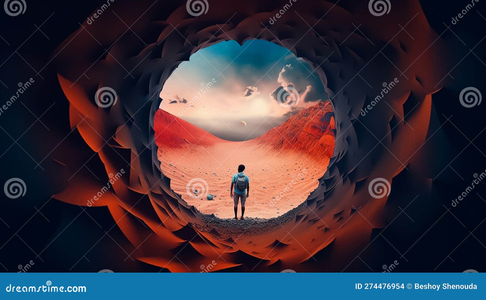 Fantasy Background of the Galaxy Rounded Hole the Time Loop Gate Stock ...