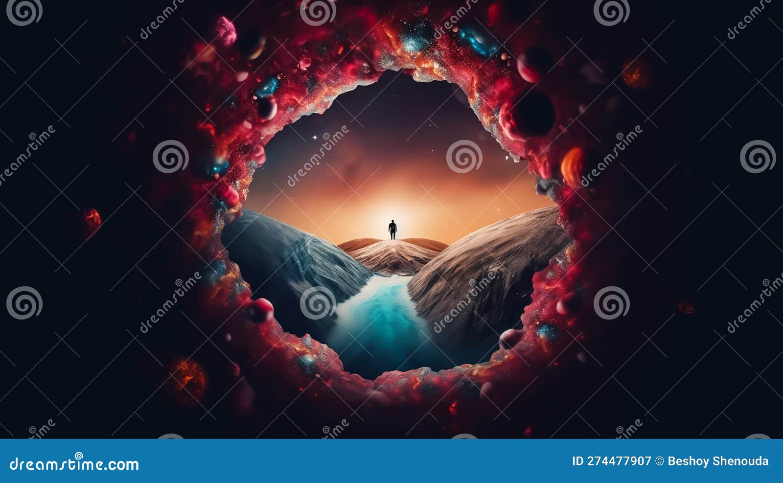 Fantasy Background of the Galaxy Rounded Hole the Time Loop Gate Stock ...