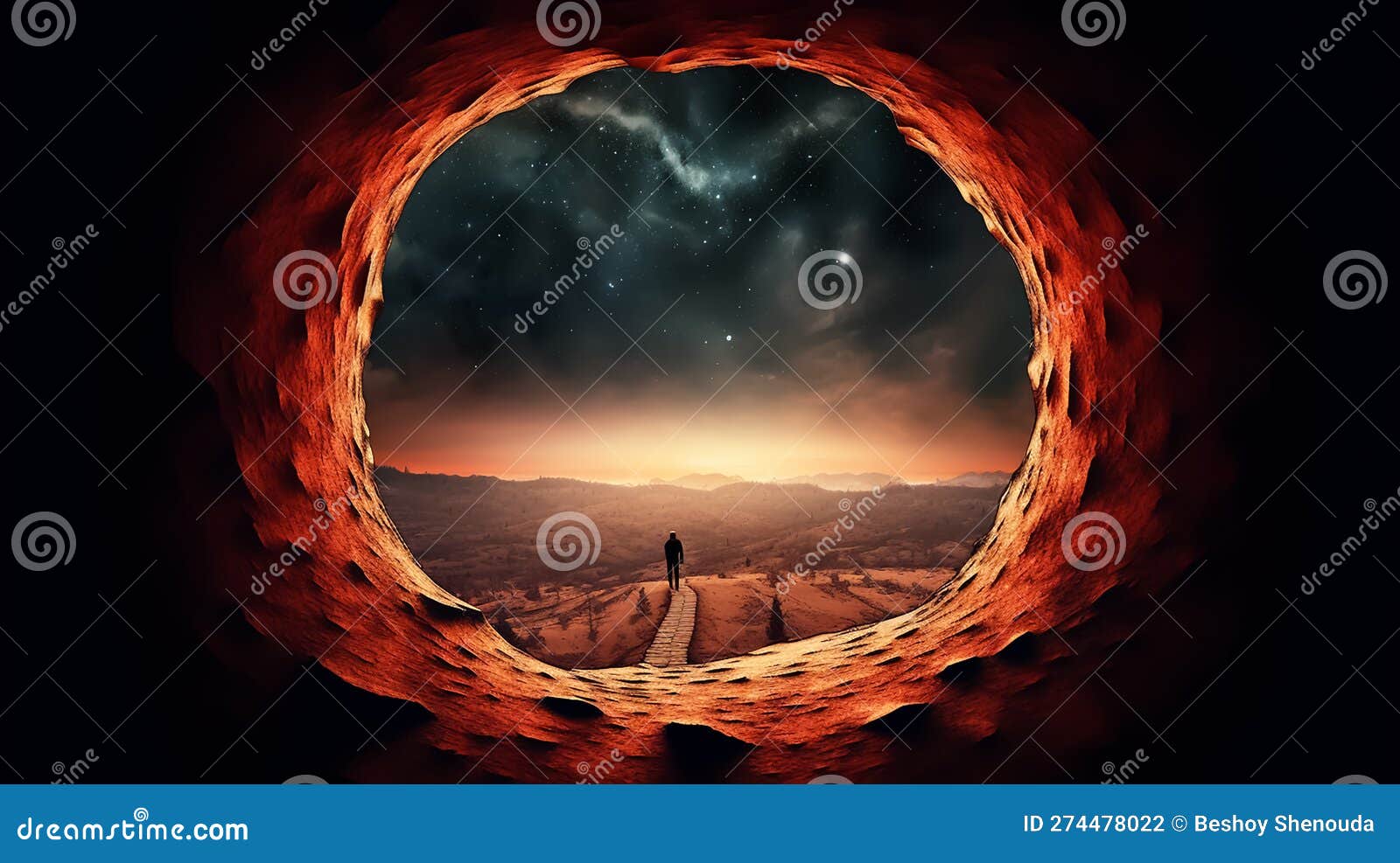 Fantasy Background of the Galaxy Rounded Hole the Time Loop Gate Stock ...