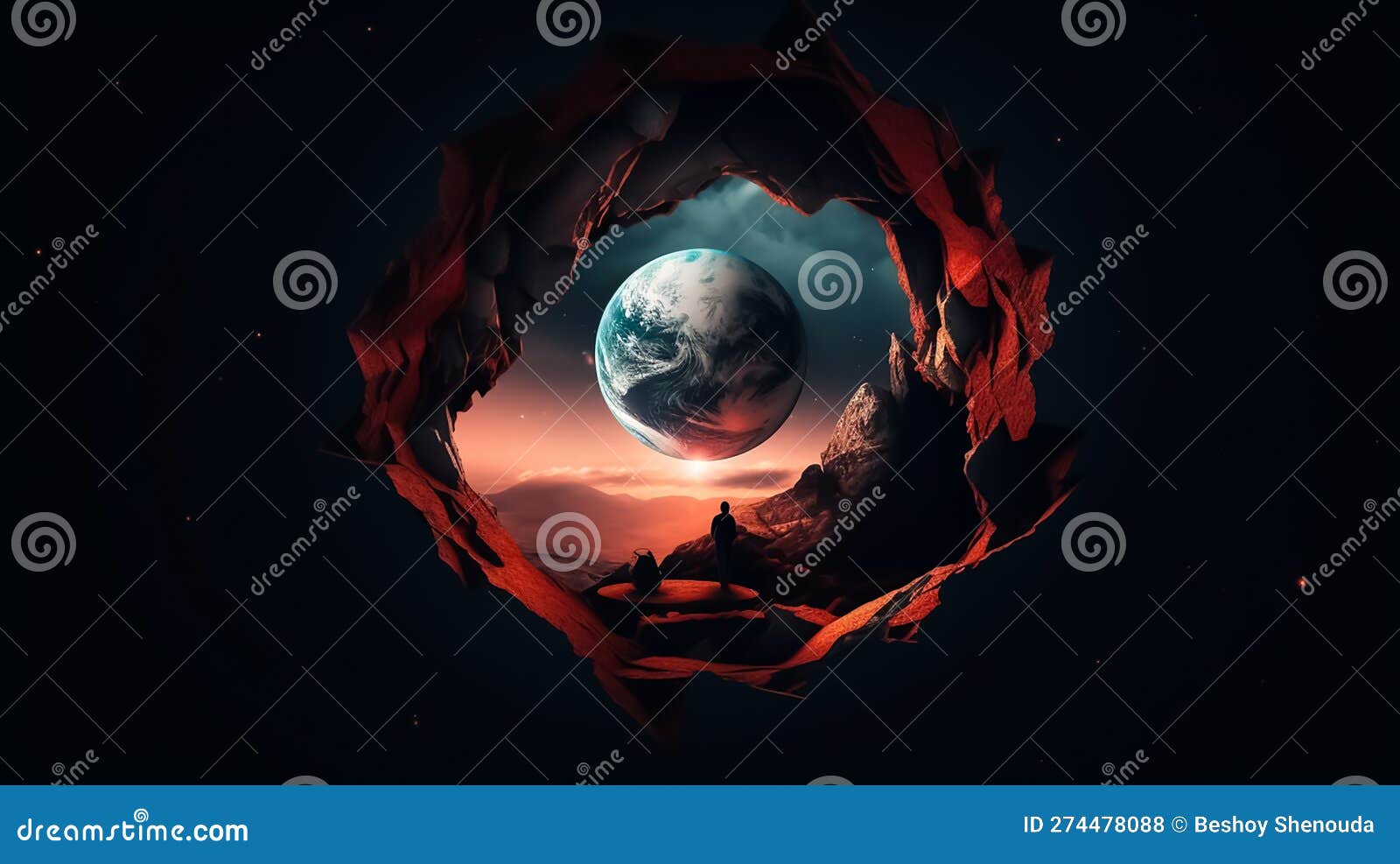 Fantasy Background of the Galaxy Rounded Hole the Time Loop Gate Stock ...