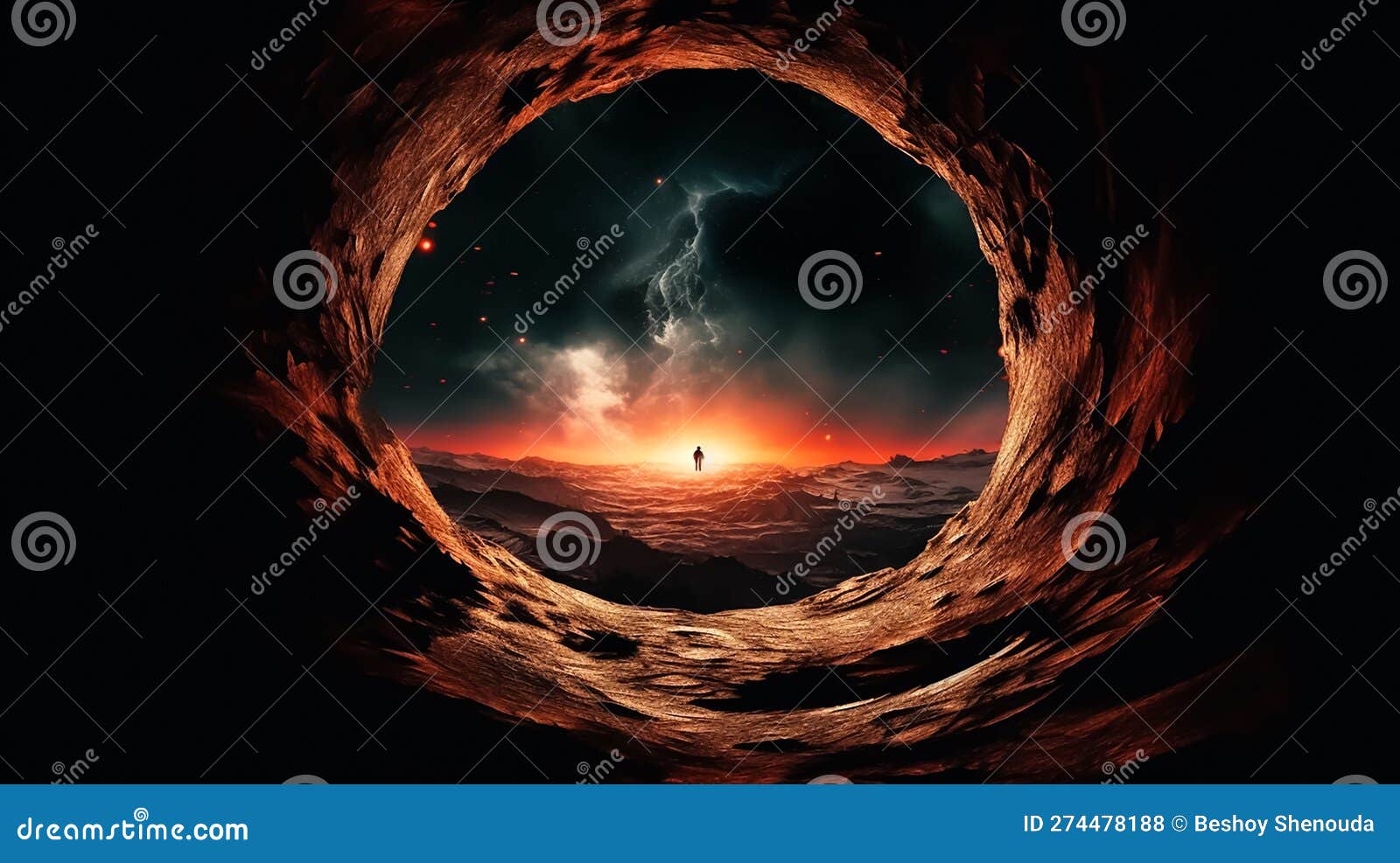 Fantasy Background of the Galaxy Rounded Hole the Time Loop Gate Stock ...