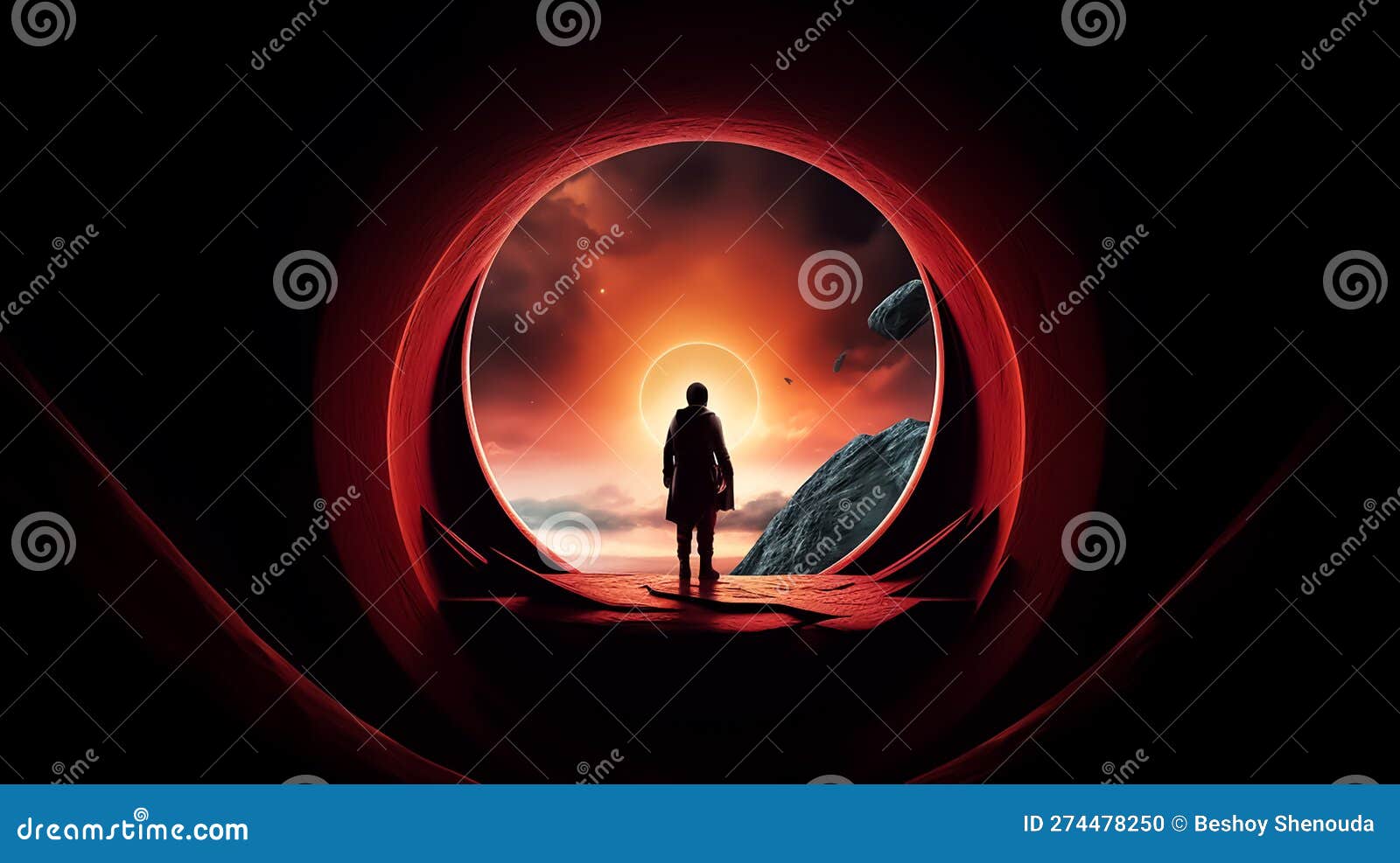 Fantasy Background of the Galaxy Rounded Hole the Time Loop Gate Stock ...
