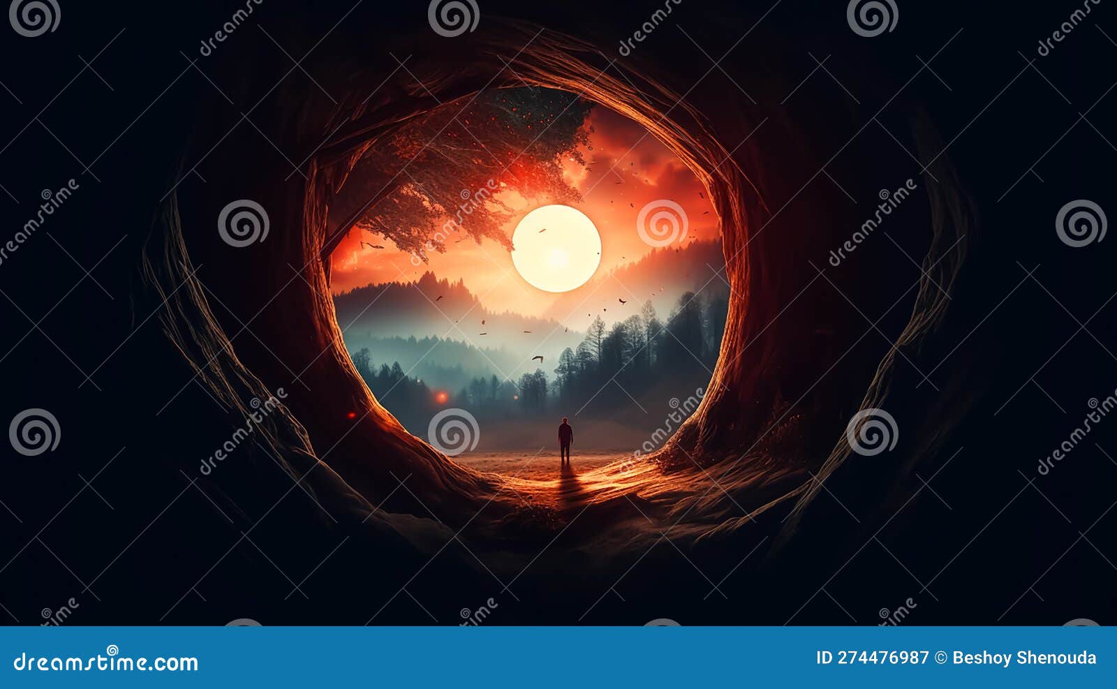 Fantasy Background of the Galaxy Rounded Hole the Time Loop Gate Stock ...