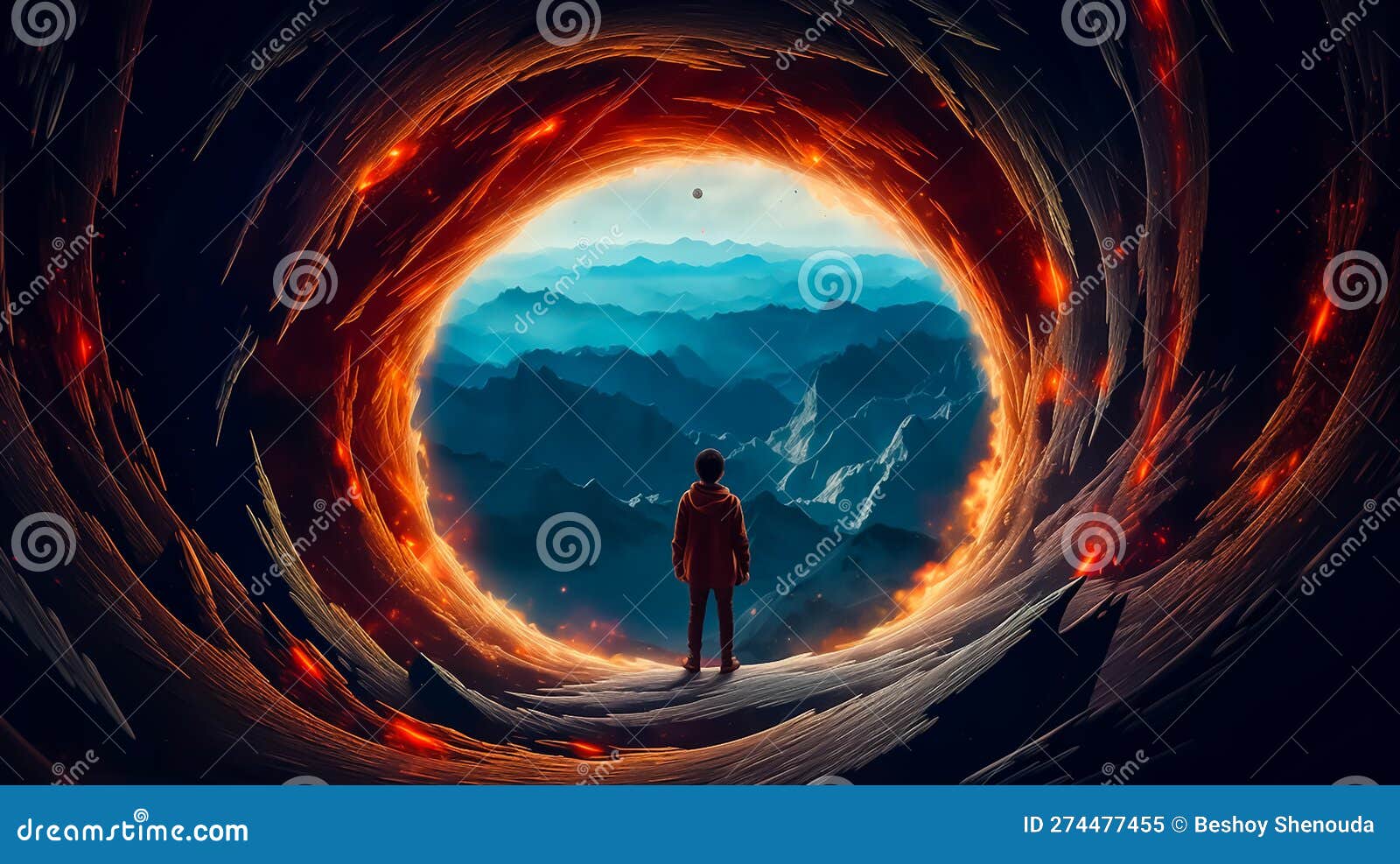 Fantasy Background of the Galaxy Rounded Hole the Time Loop Gate Stock ...
