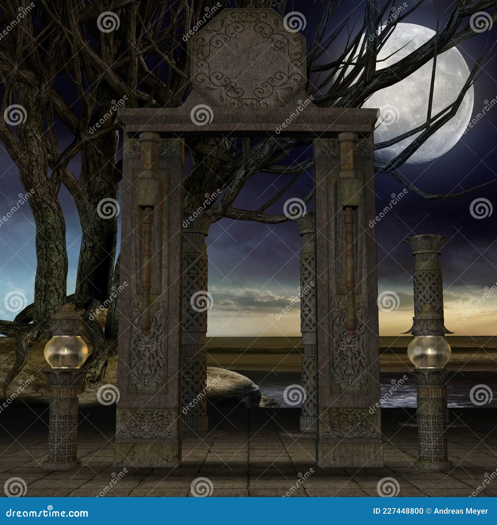 Fantasy Background with a Mystical Atmosphere Stock Illustration ...