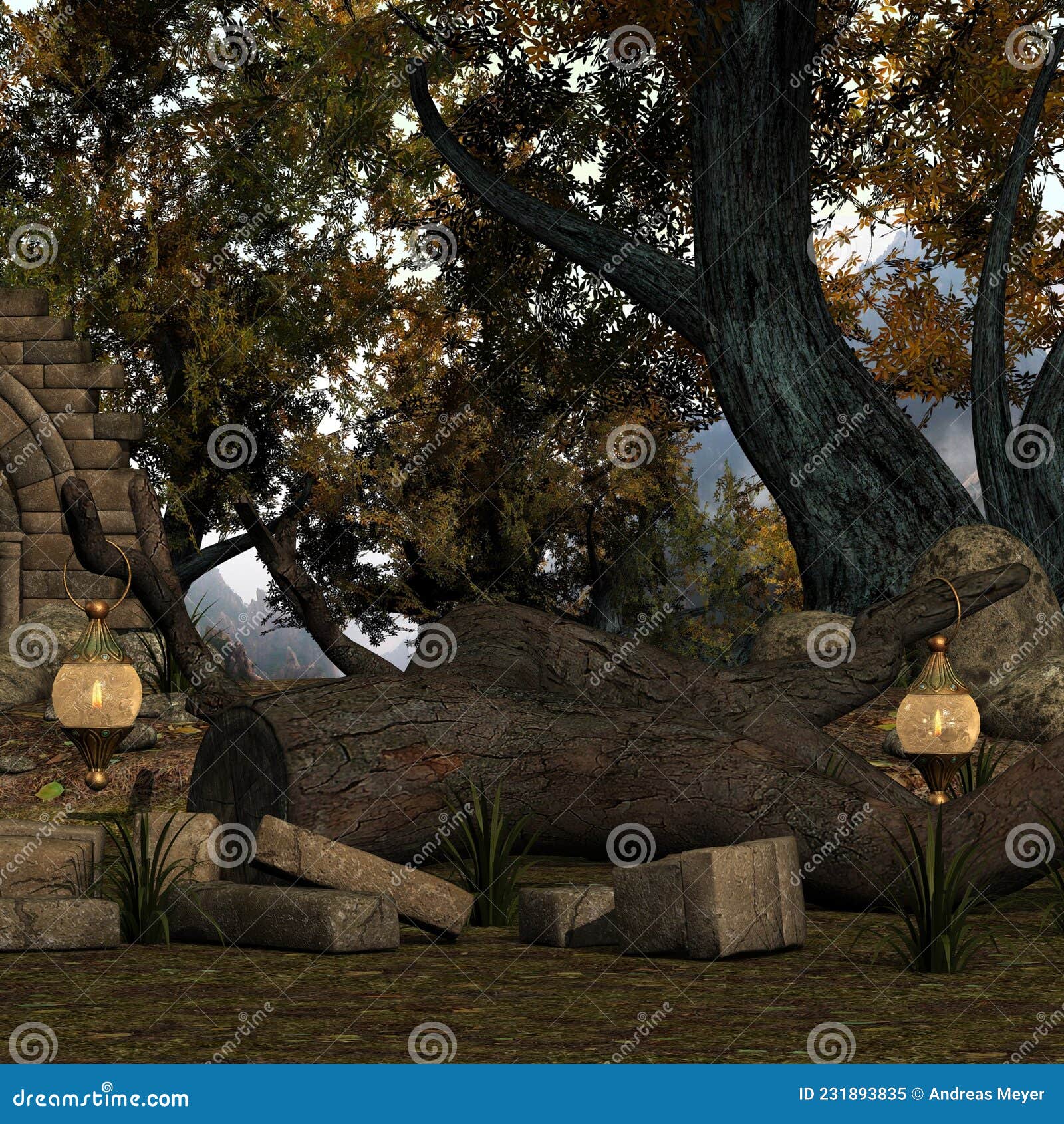 Fantasy Background with a Mystical Atmosphere Stock Illustration ...