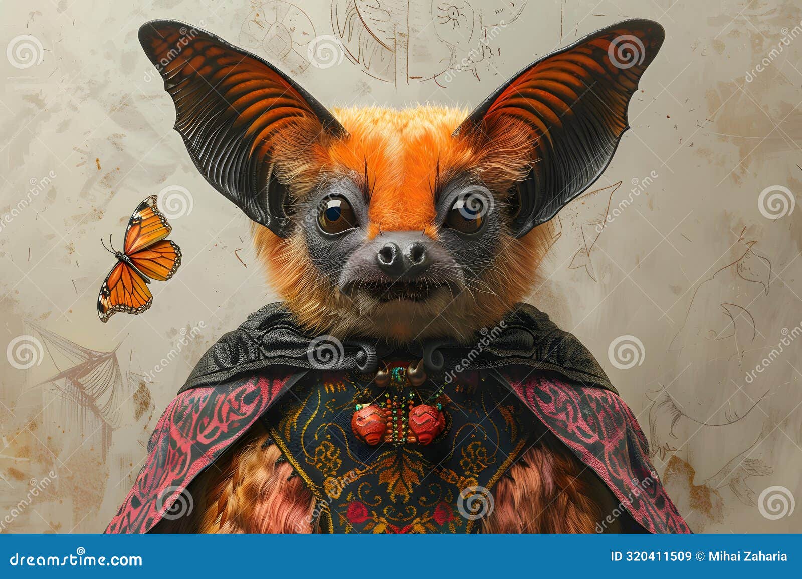 Fantasy Bat with Butterfly Illustration. Generative AI Stock ...