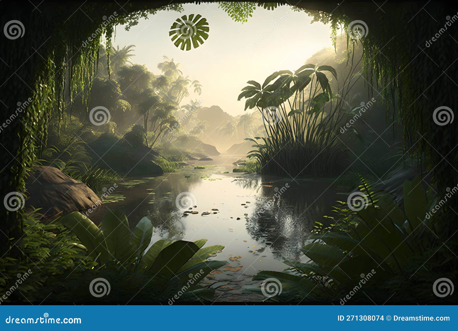 Fantasy Beautiful Virtual Landscape. Neural Network Generated Art Stock ...