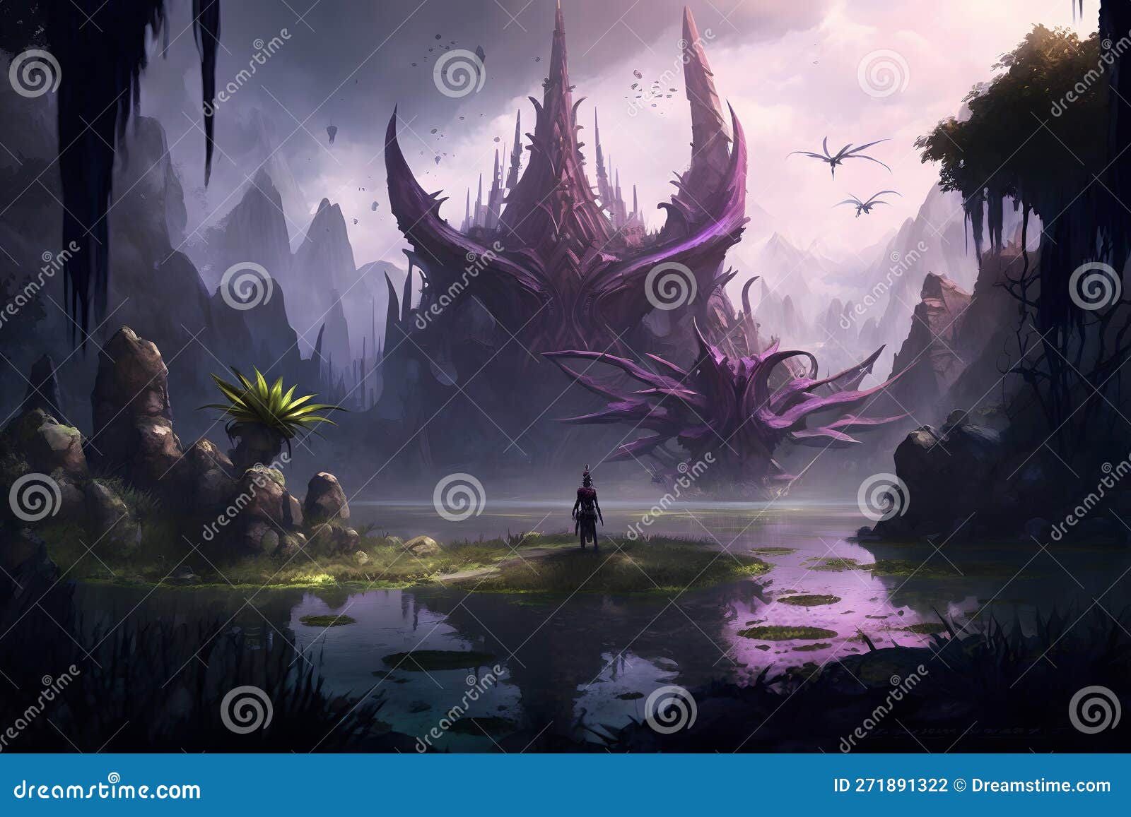 Fantasy Beautiful Virtual Landscape. Neural Network Generated Art Stock ...