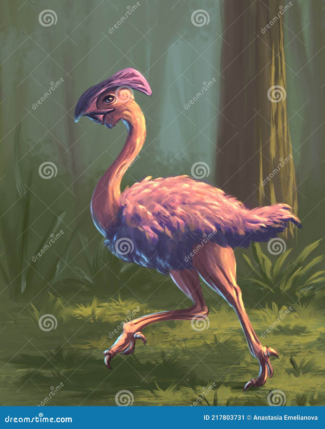 Fantasy Big Bird in the Forest Stock Illustration - Illustration of ...
