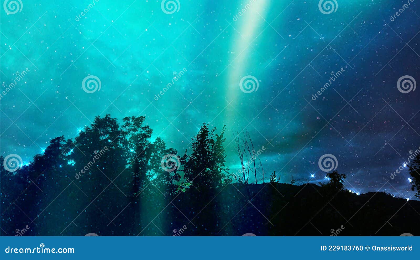 Fantasy Blue Lights Night Skyscape Stock Photo - Image of skyscape ...