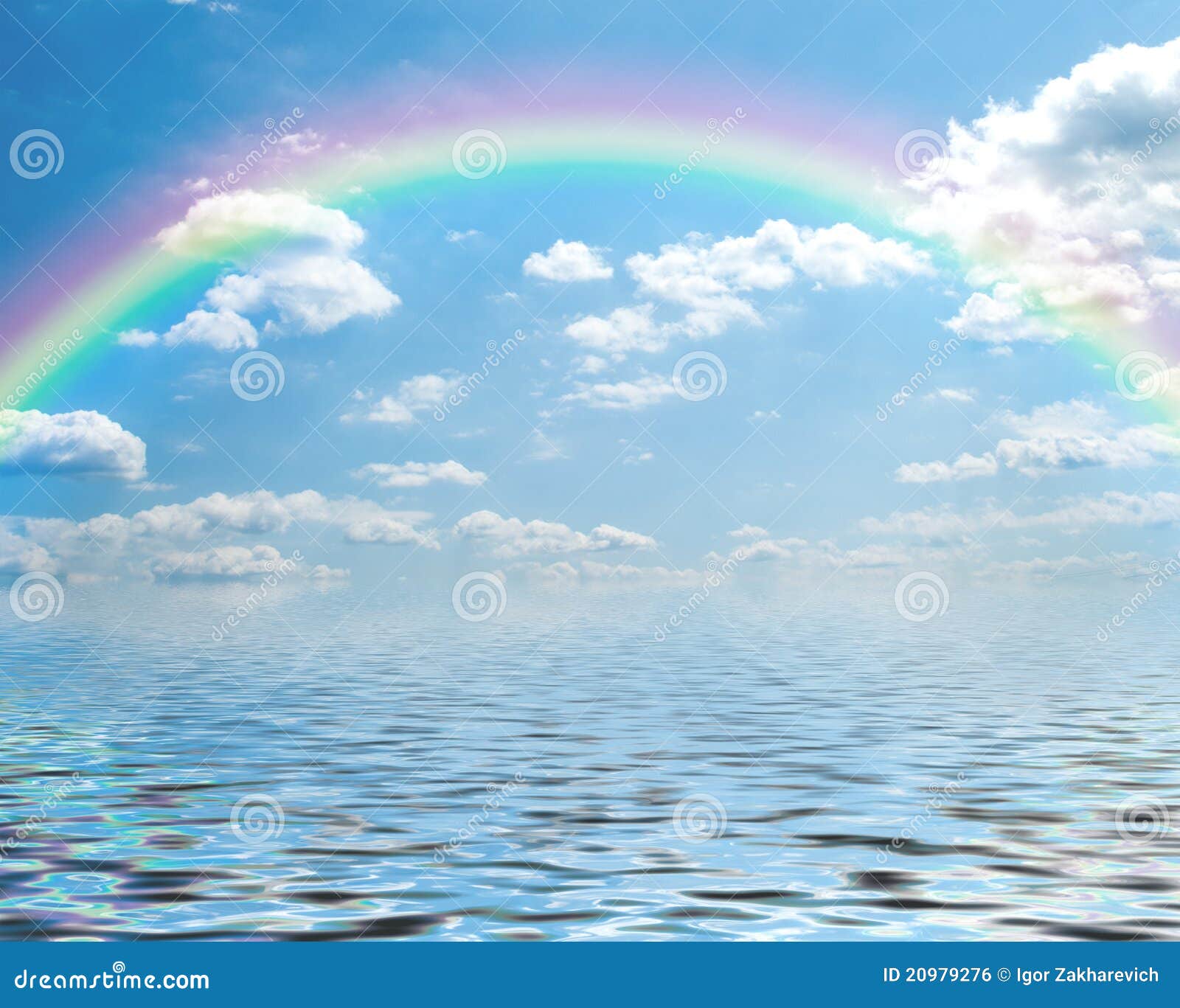 Rainbow On Blue Sky Background Royalty-Free Stock Image | CartoonDealer ...