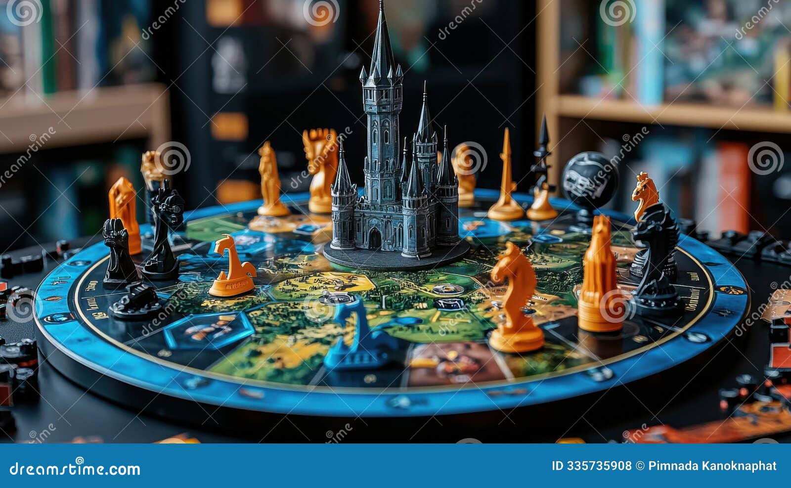 Fantasy Board Game with Castle and Chess Pieces Generative Ai Stock ...