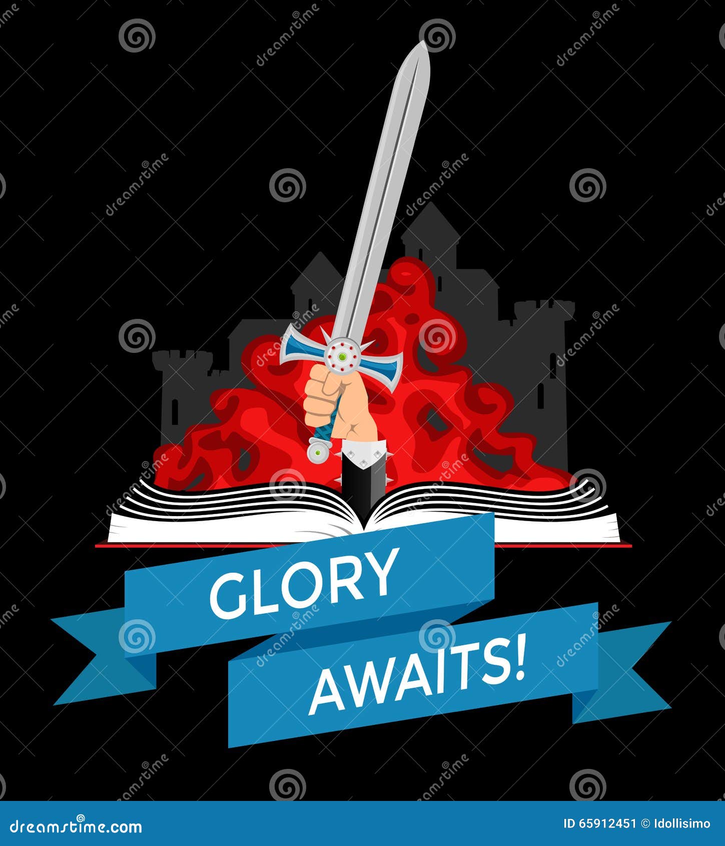 Fantasy Book with Sword stock vector. Illustration of vector - 65912451