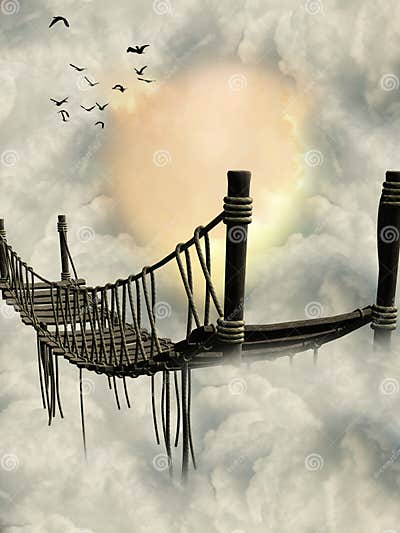 Fantasy Bridge stock illustration. Illustration of clouds - 9638745