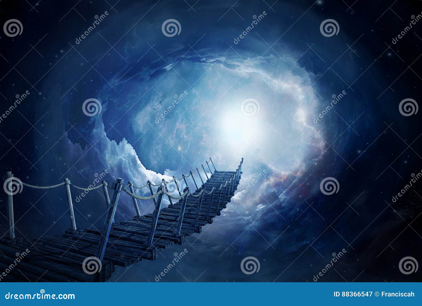 Fantasy Bridge in the Space. 3D Rendering Stock Illustration ...