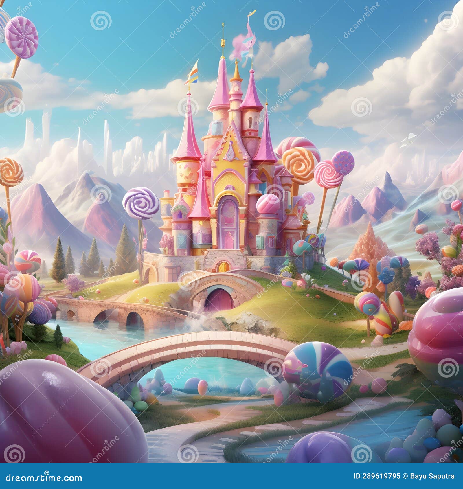 Fantasy Candy World and Castle, Generative Ai Stock Illustration ...