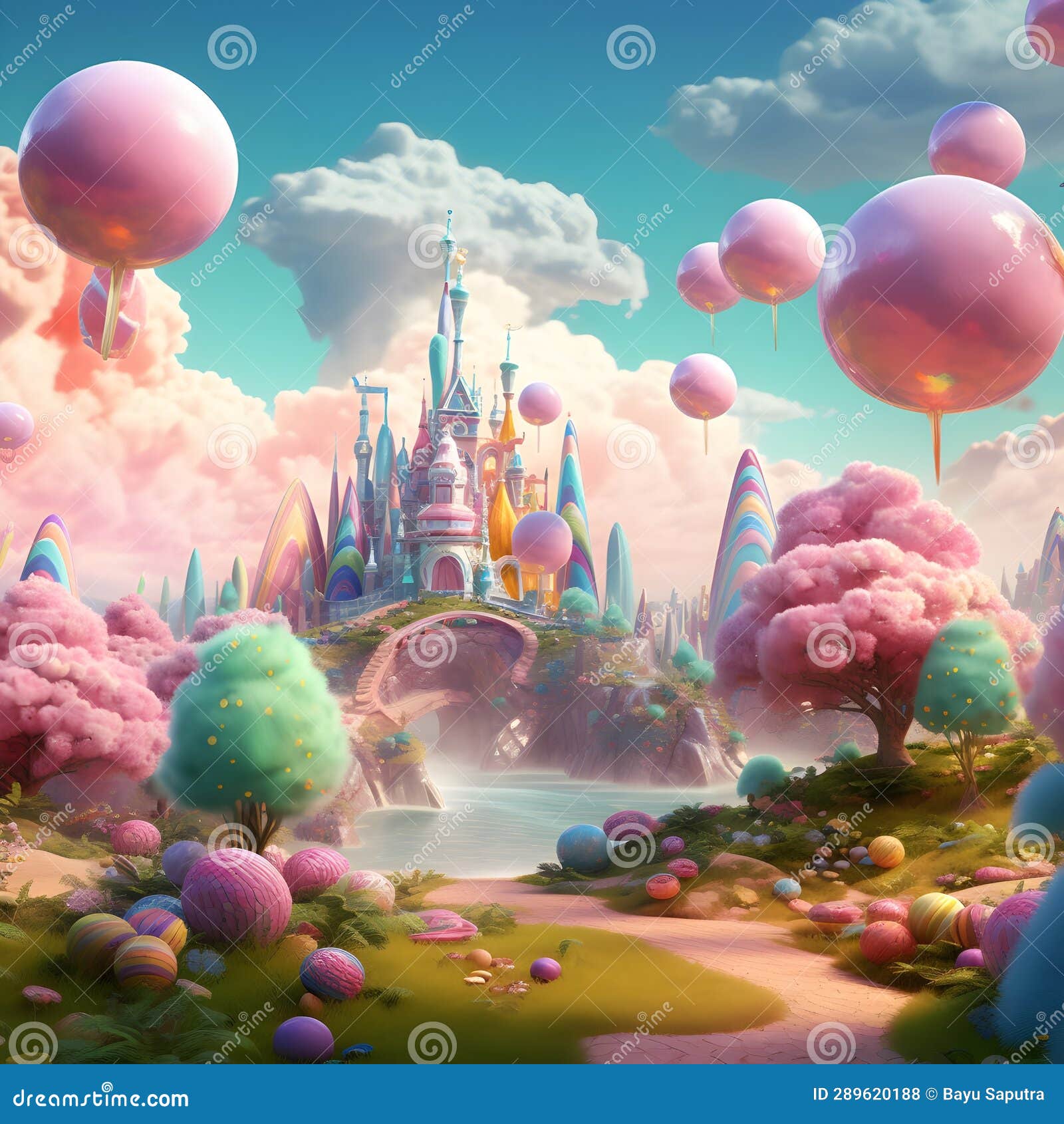 Fantasy Candy World and Castle, Generative Ai Stock Illustration ...