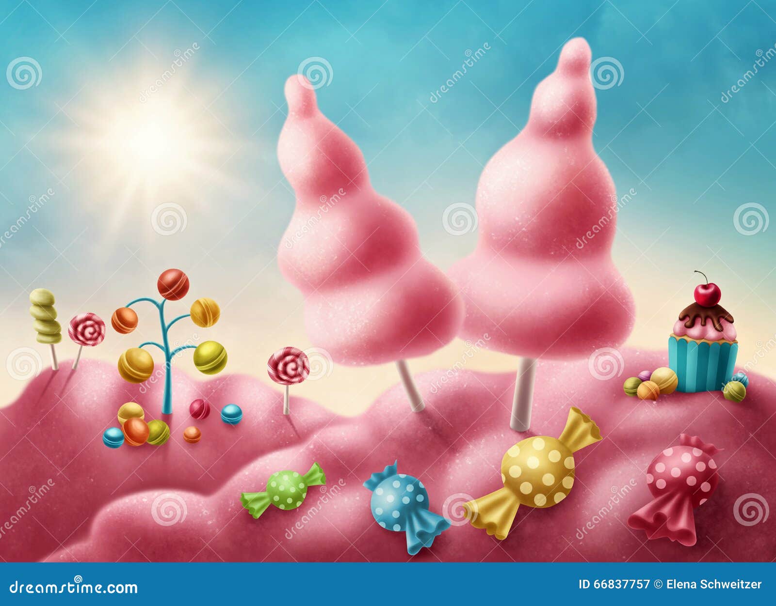 Fantasy Candyland With Cupcake Royalty-Free Stock Image | CartoonDealer ...
