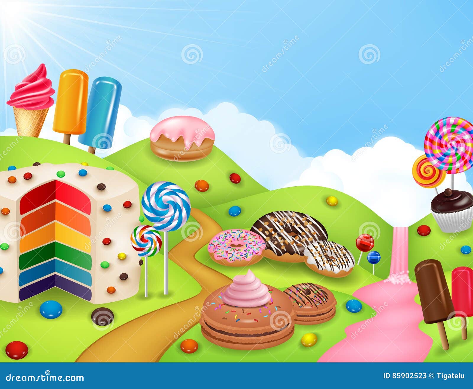 Fantasy Candyland With Cupcake Royalty-Free Stock Image | CartoonDealer ...