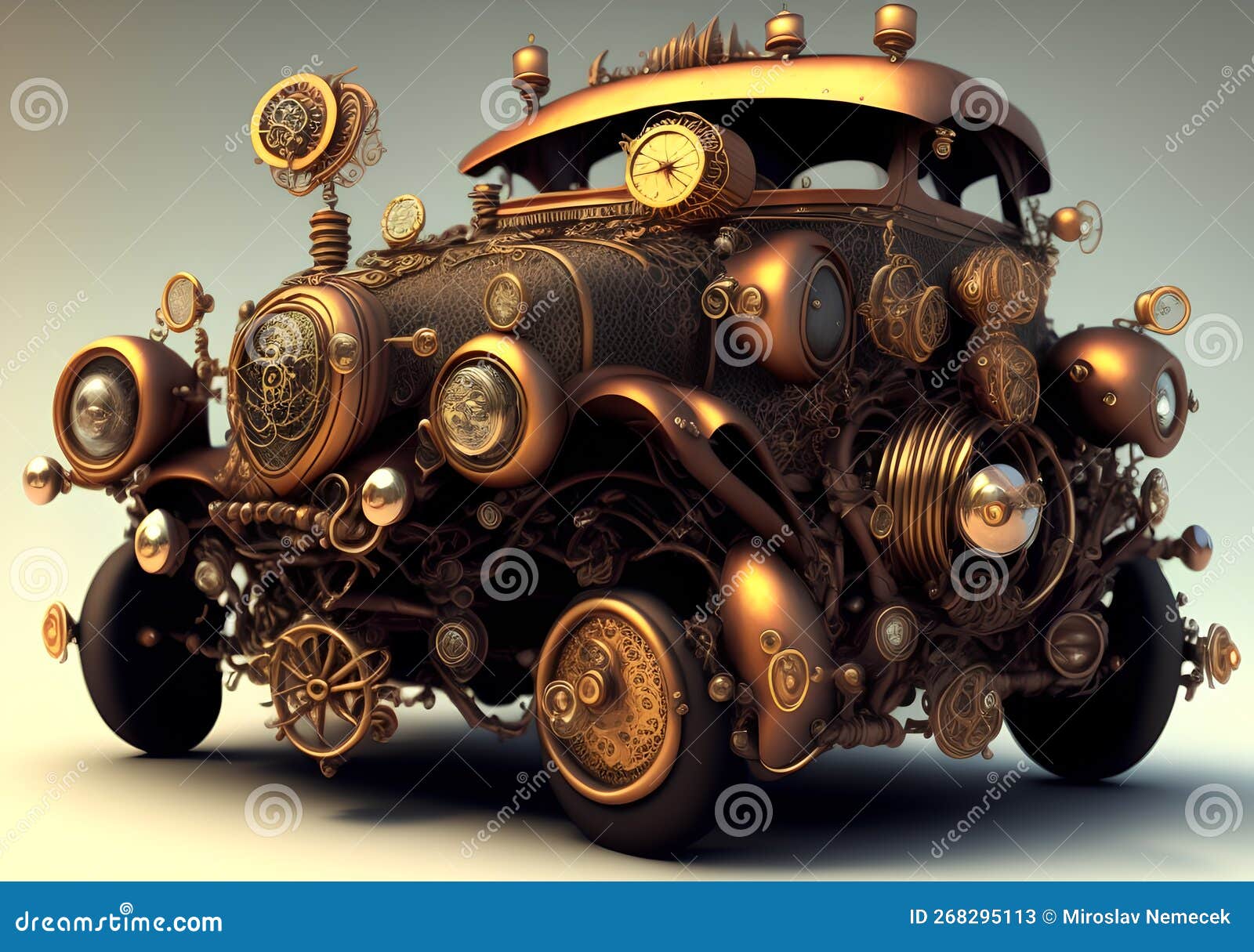 Fantasy Car in Steampunk Style, Generative AI Illustration Stock ...