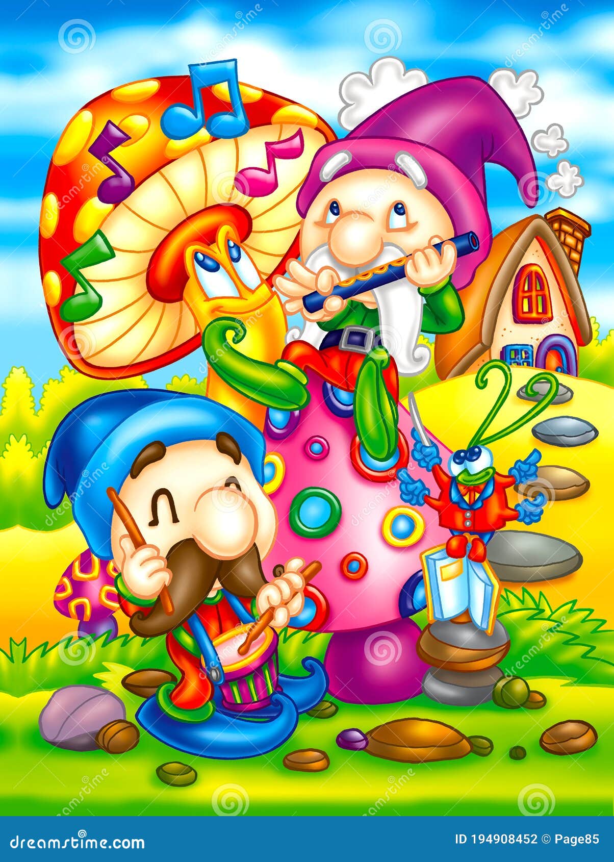 Fantasy cartoon stock illustration. Illustration of cute - 194908452