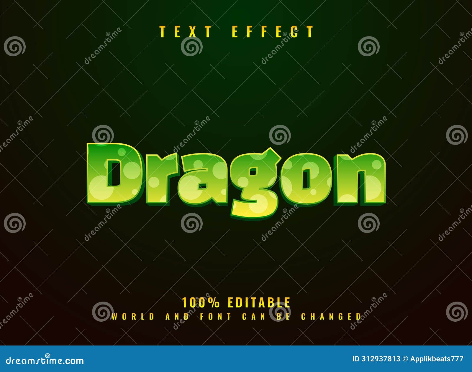 Fantasy Cartoon Dragon 3d Game Logo Title Text Effect Stock Vector ...