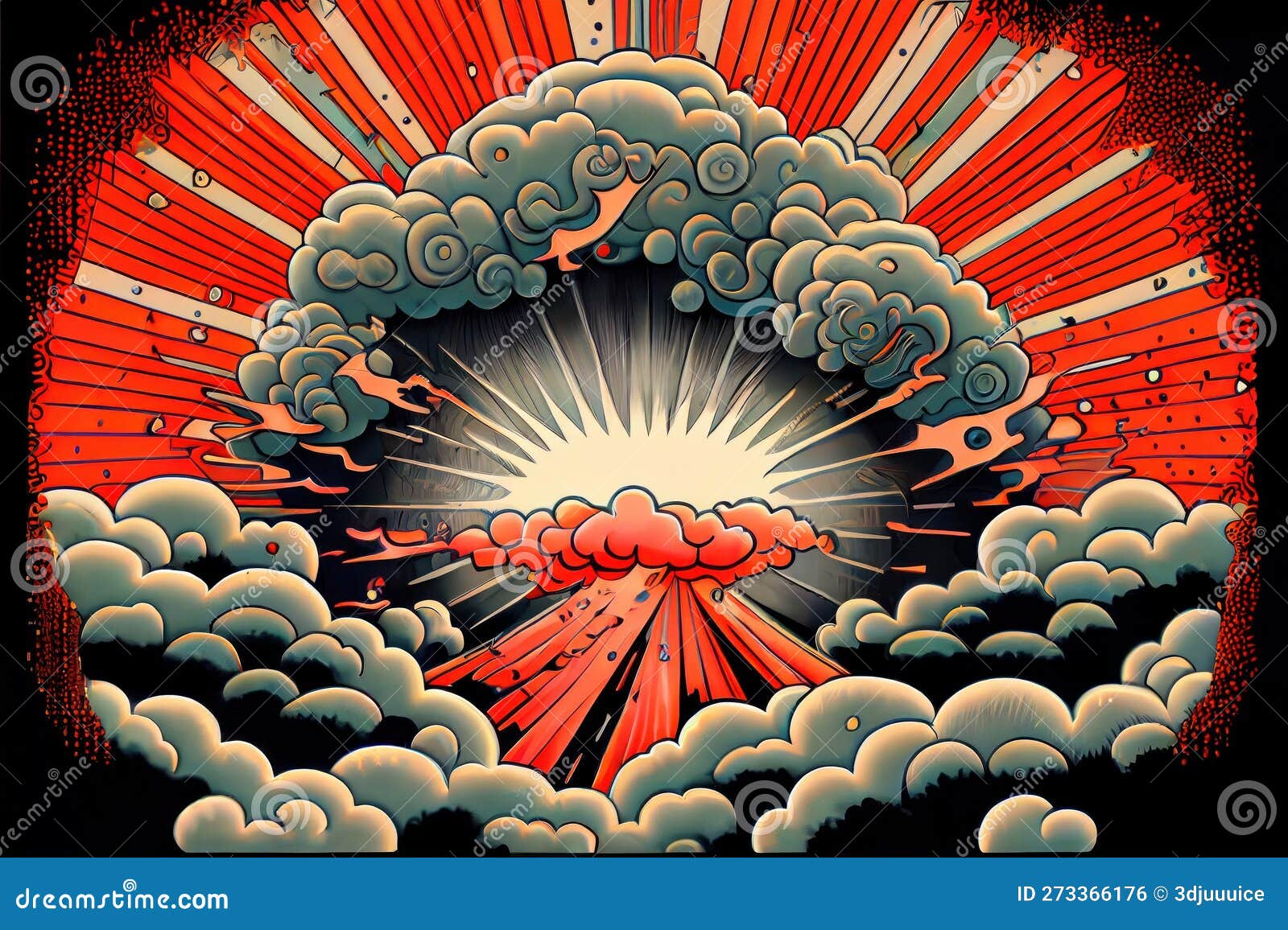 Fantasy Cartoon Red and Grey Explosion in the Sky Abstract Background ...