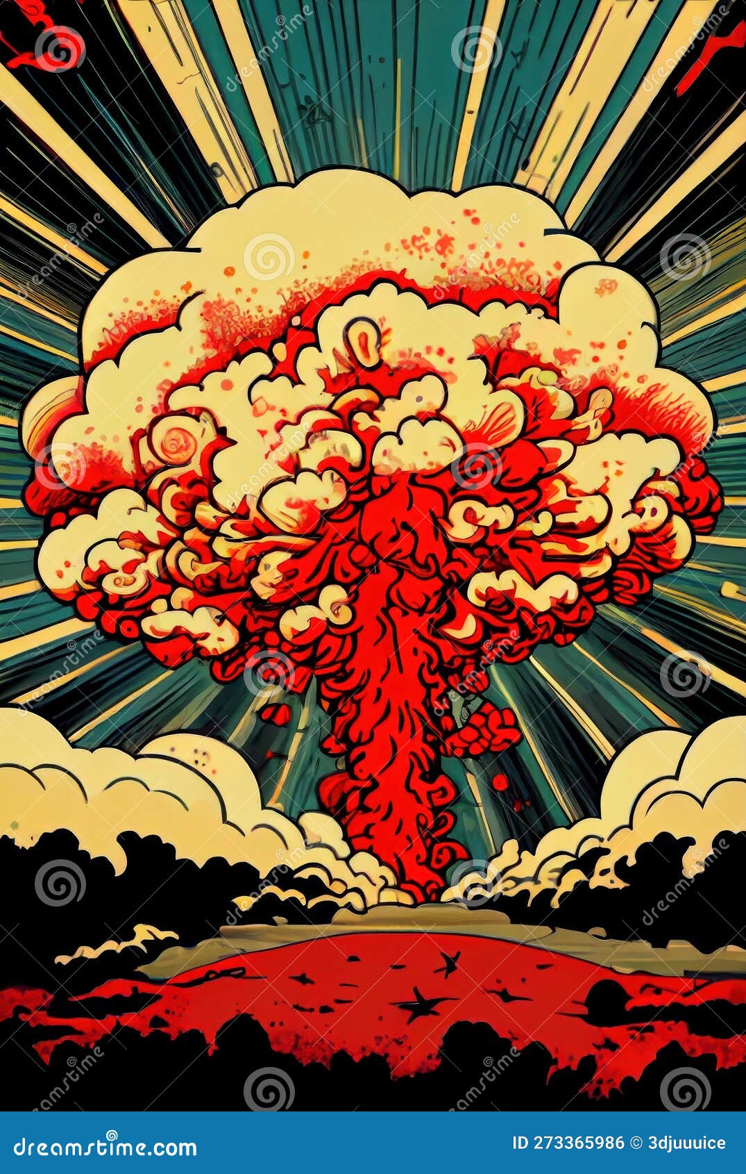 Fantasy Cartoon Yellow and Red Explosion in the Sky Abstract Background ...