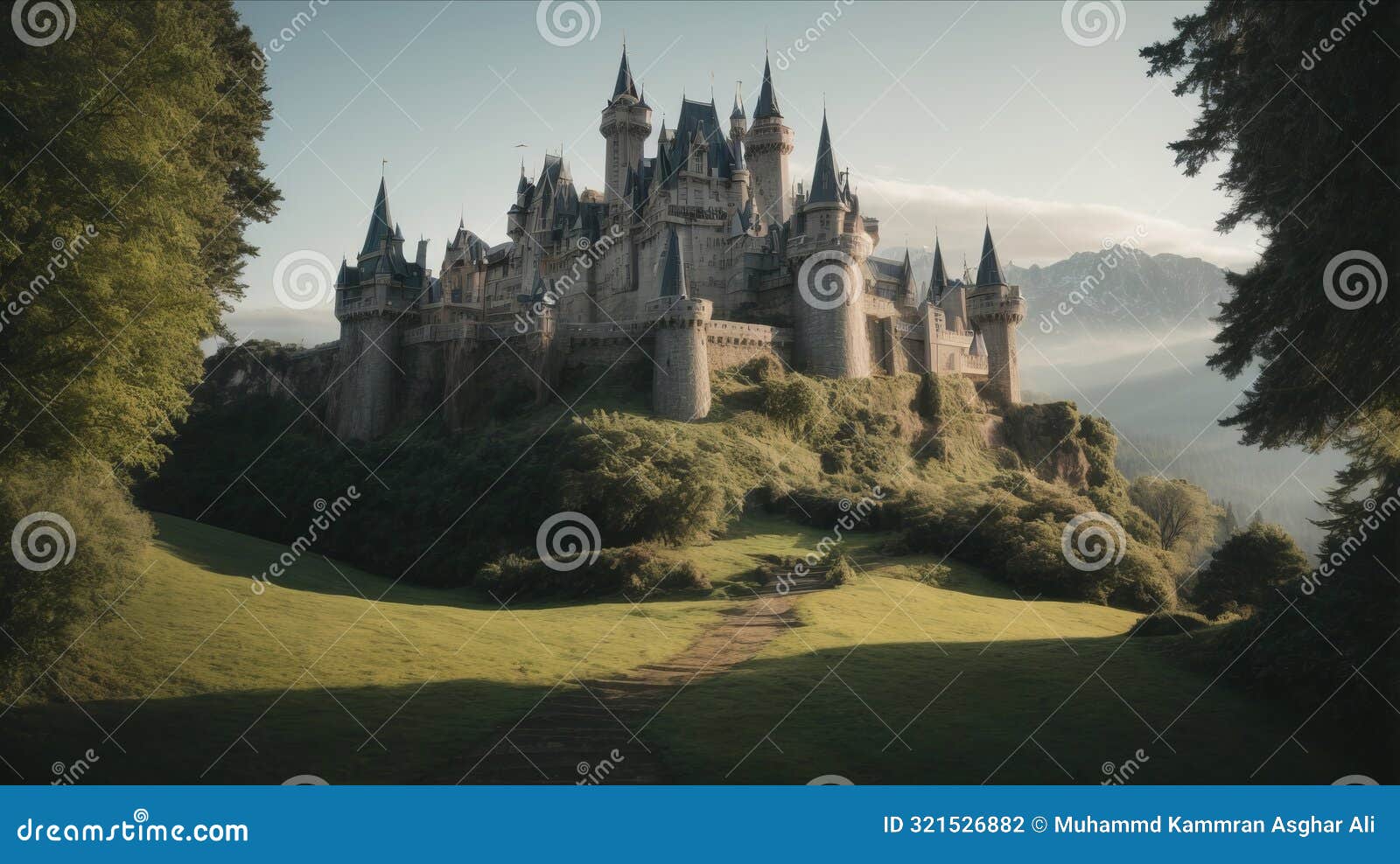 Fantasy Castle Ai Generative Stock Illustration - Illustration of ...