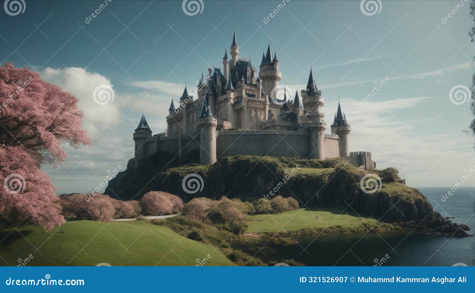 Fantasy Castle Ai Generative Stock Illustration - Illustration of spire ...
