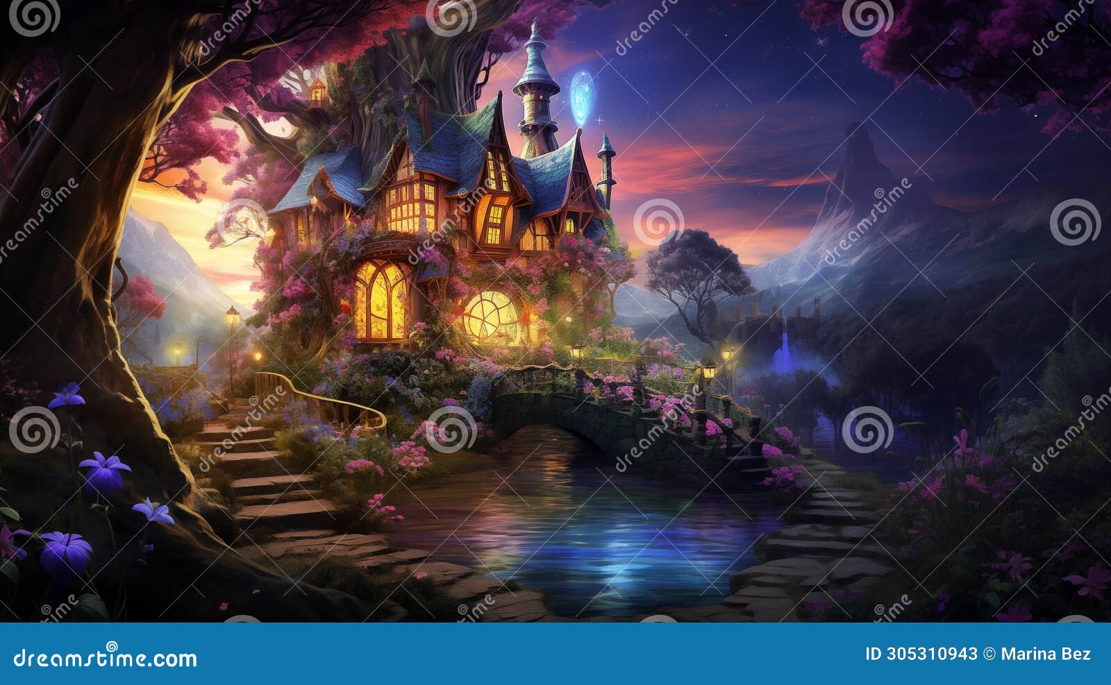 Fantasy Castle in Magic Fairytale Forest Stock Image - Image of tale ...