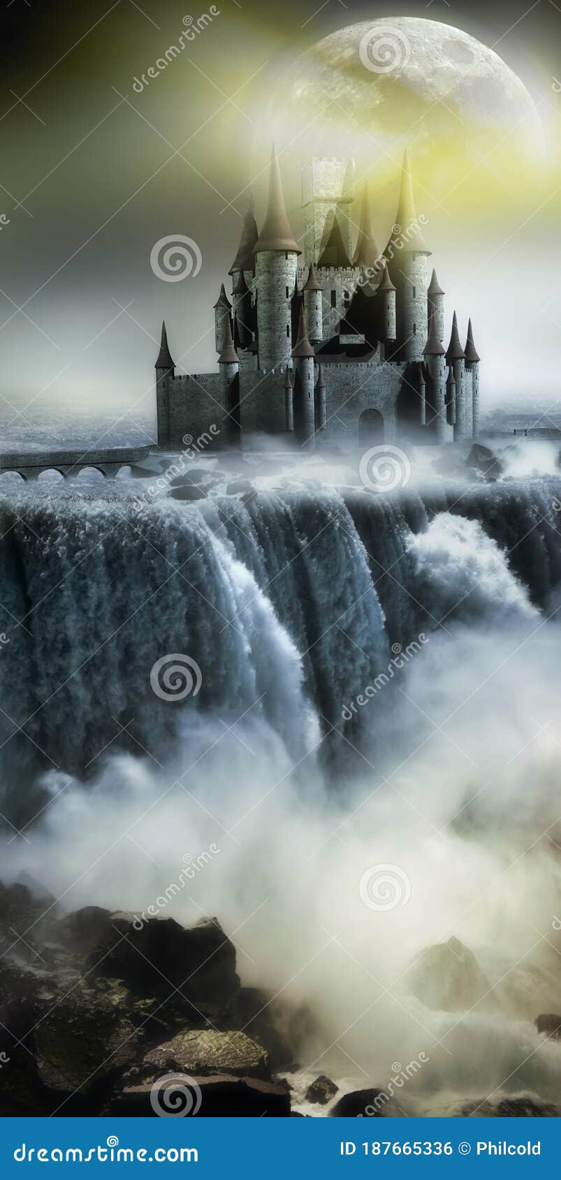 Fantasy castle stock illustration. Illustration of colour - 187665336