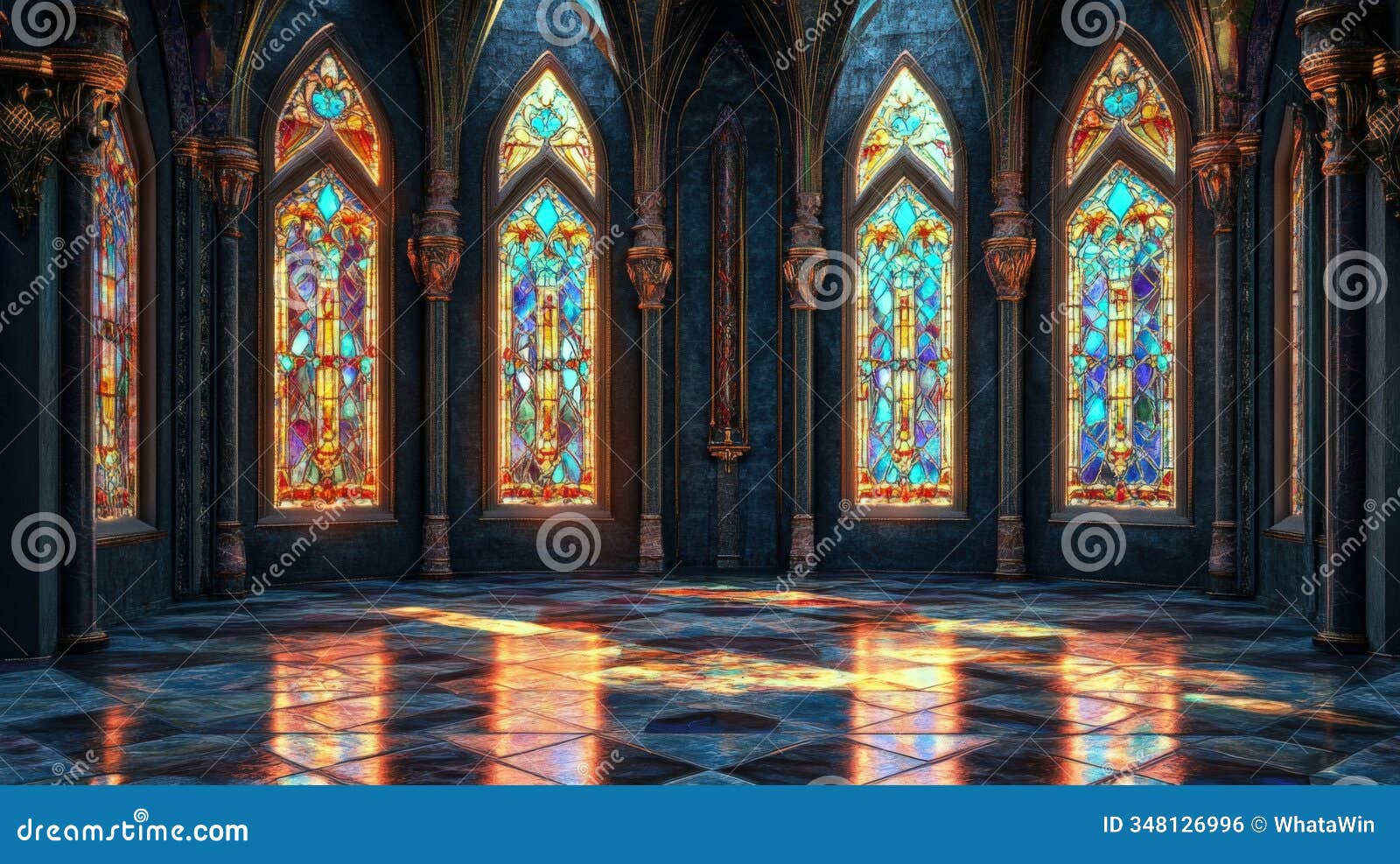 Fantasy Castle with Ornate Stained Glass Stock Photo - Image of ...