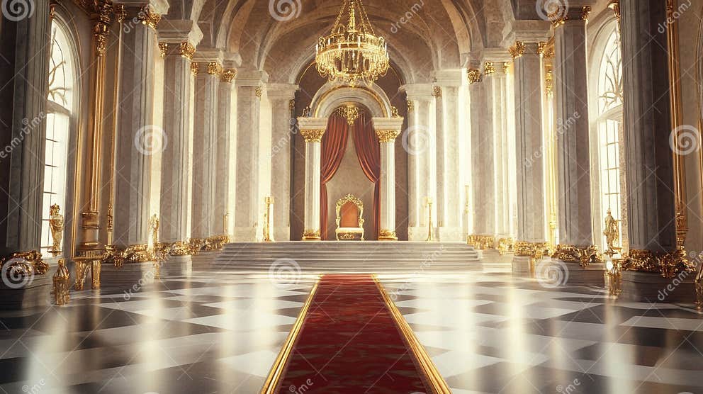 Fantasy Castle Throne Room Designed in Medieval Architectural Style ...