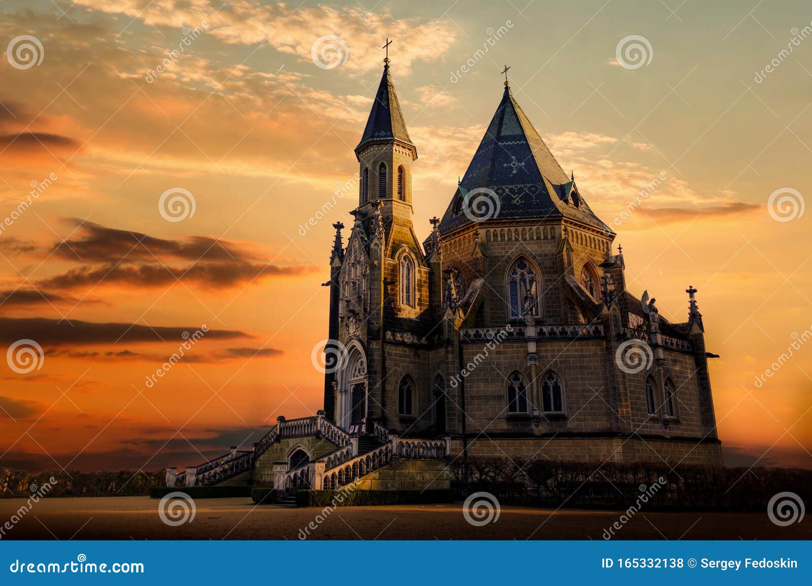 Fantasy Castle View in the Sunset Light Stock Photo - Image of fantasy ...