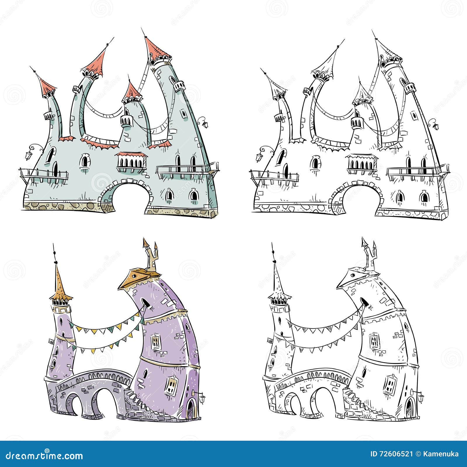 Fantasy Castles And Fortresses Floating In The Air Standing On Clot ...