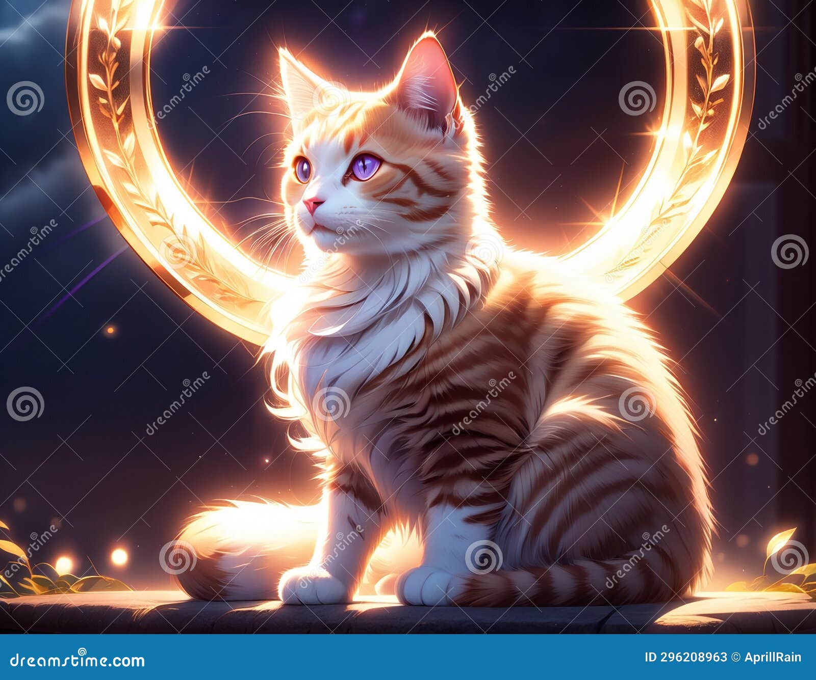 Fantasy cat stock illustration. Illustration of comics - 296208963