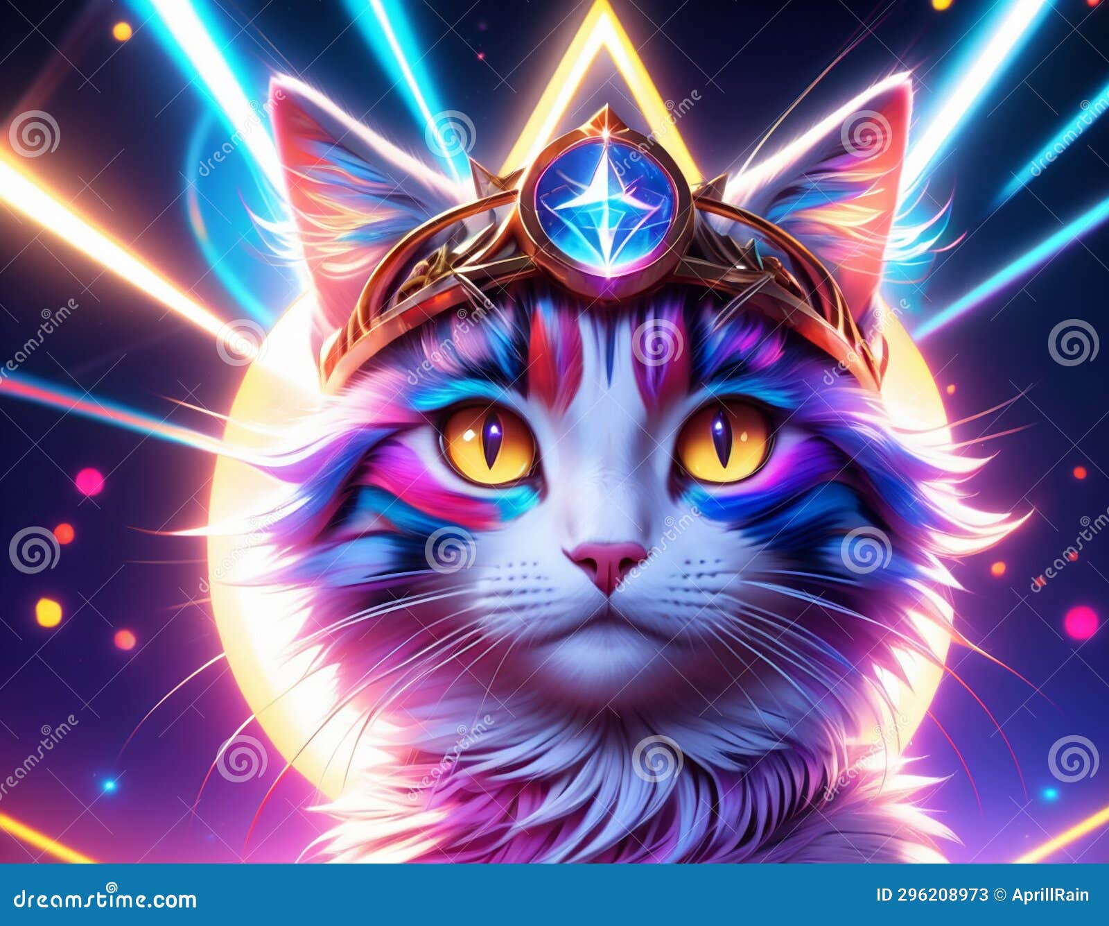 Fantasy cat stock illustration. Illustration of cards - 296208973