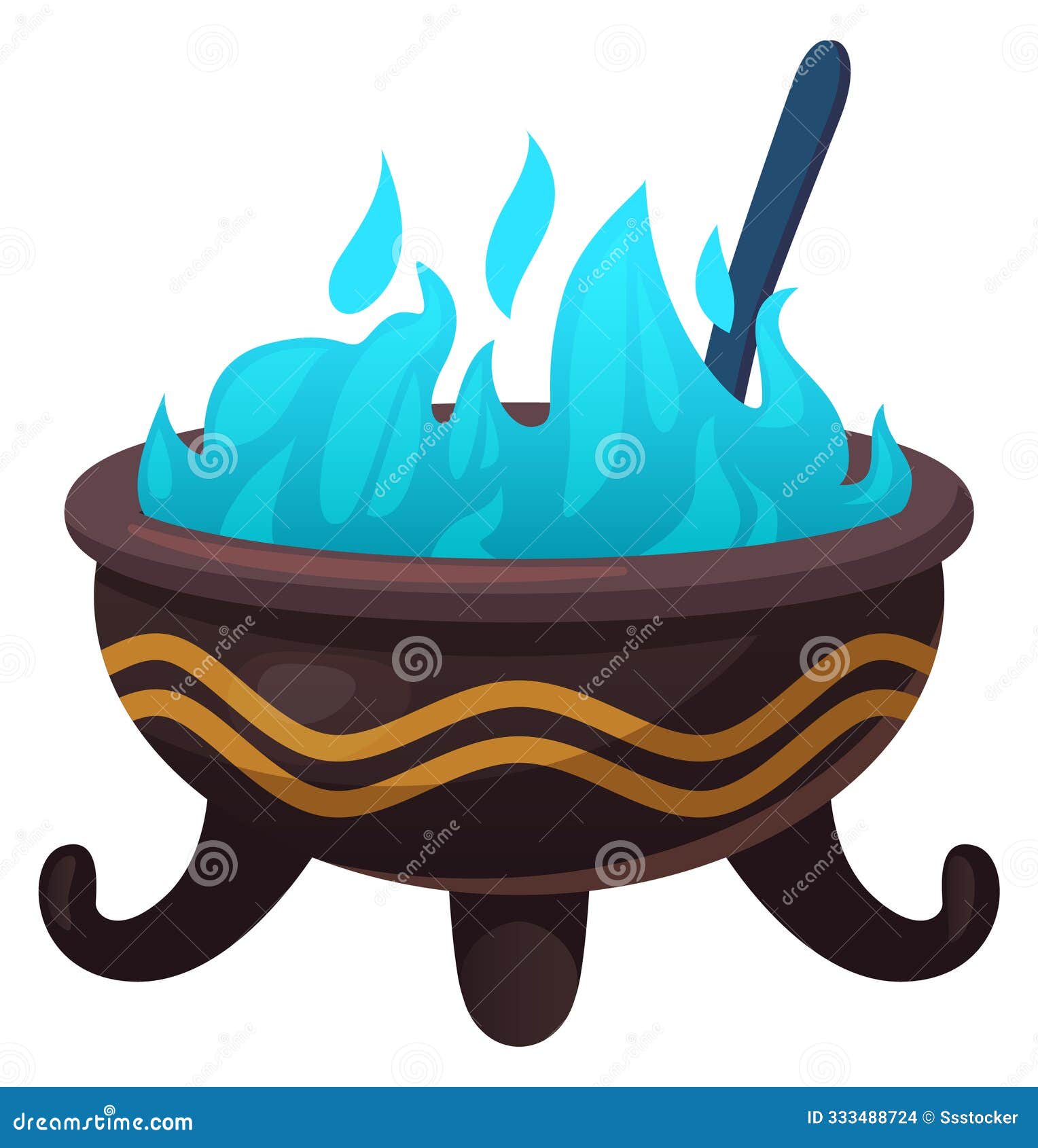 Fantasy Cauldron with Magic Blue Elixir Cartoon Icon Stock Illustration ...