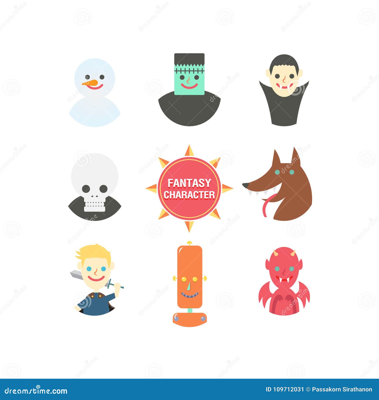 Fantasy Character Vector Set, White Background, Vector Stock Vector ...