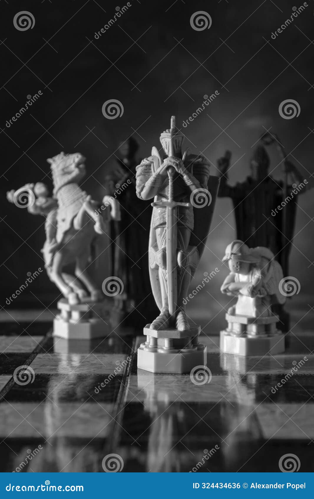 Fantasy Chess Pieces on a Chessboard Stock Photo - Image of ...